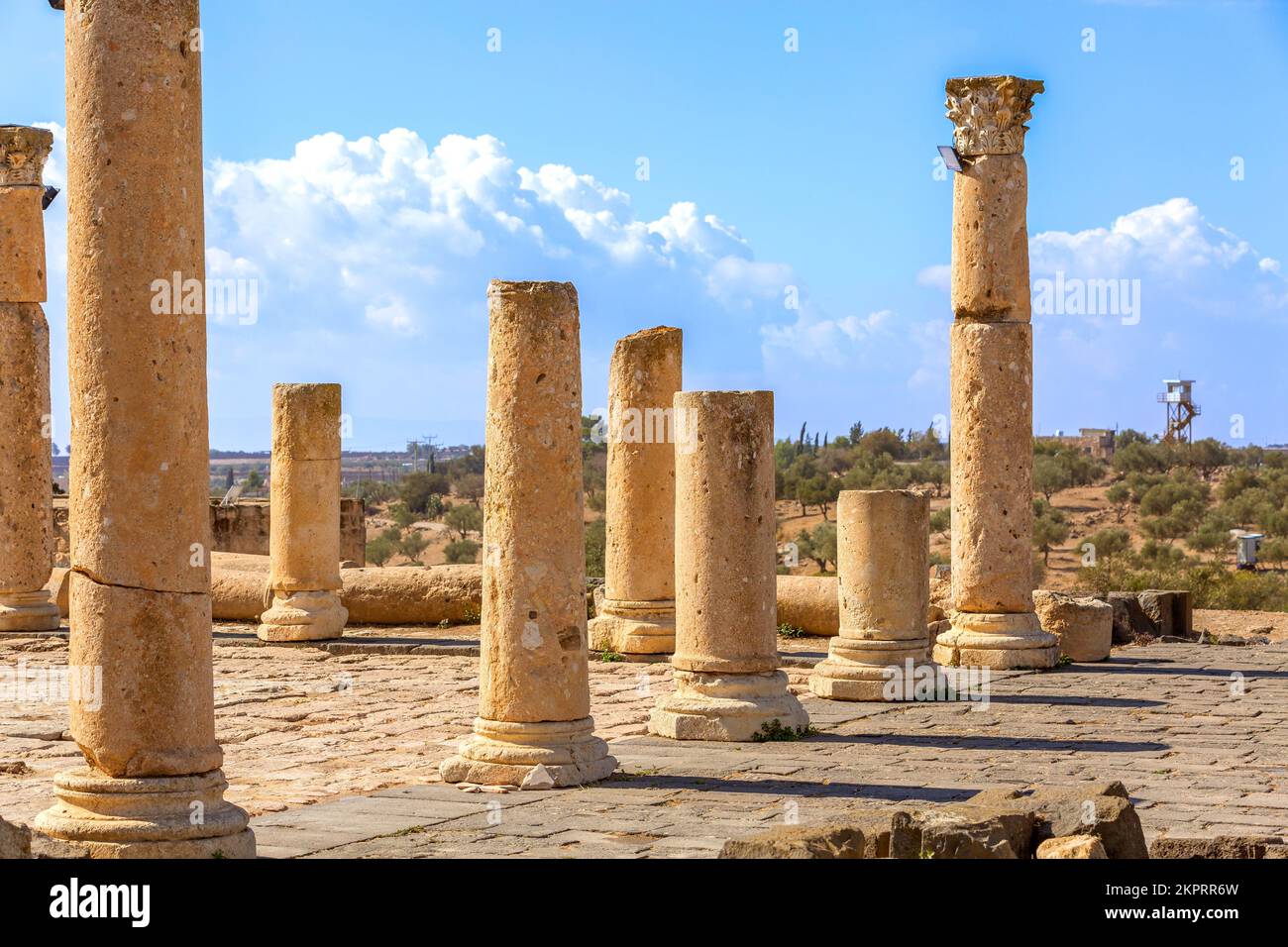 Roman road of Umm Qais in northern Jordan. It is located in the north ...