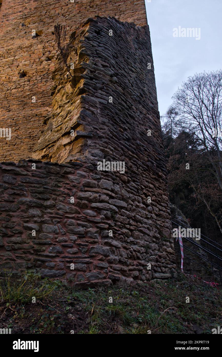 Wolfstein, Germany - January 8, 2021: Stone wall at New Wolfstein ...