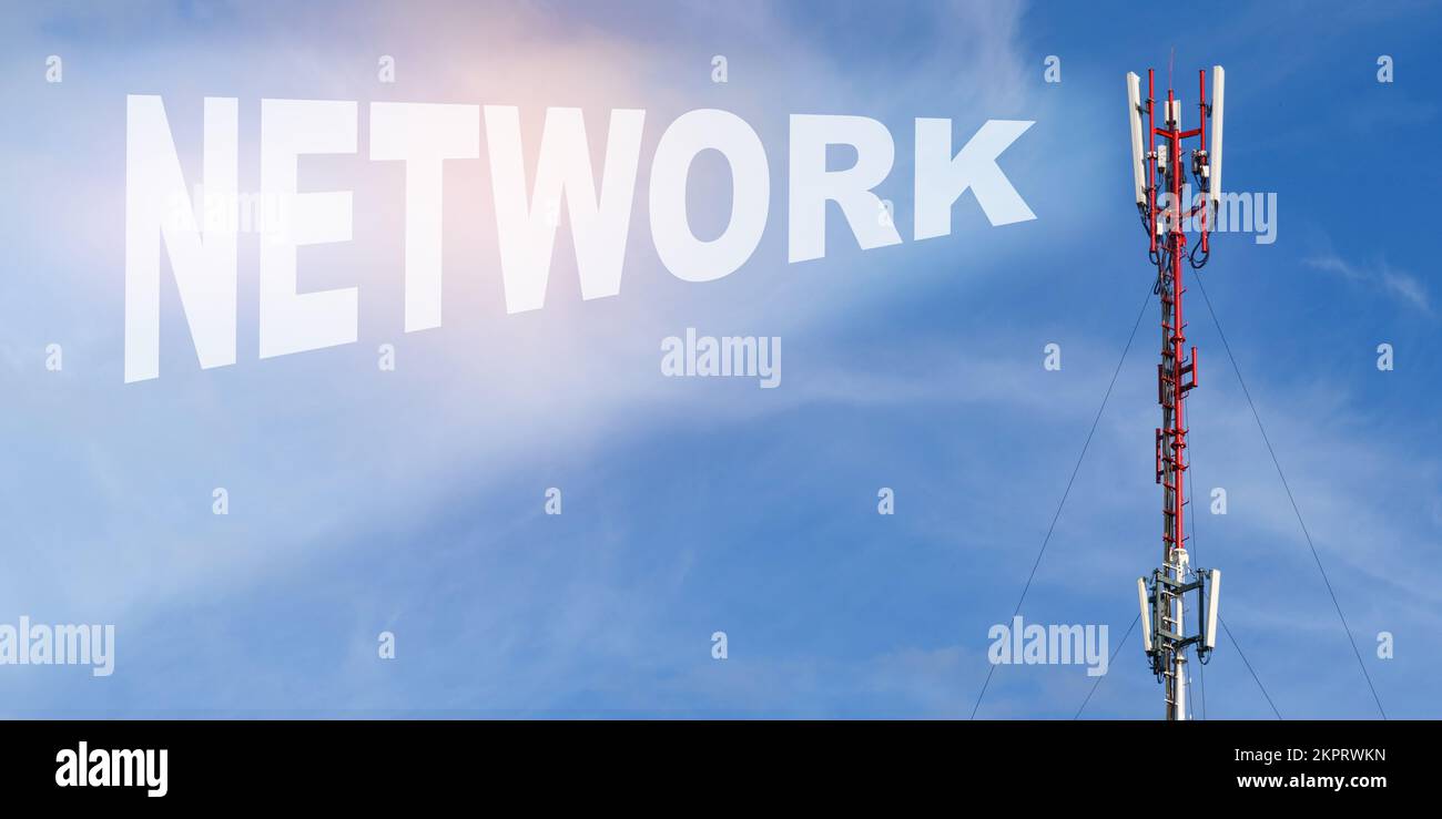 Communication and connection concept. Against the background of a blue ...