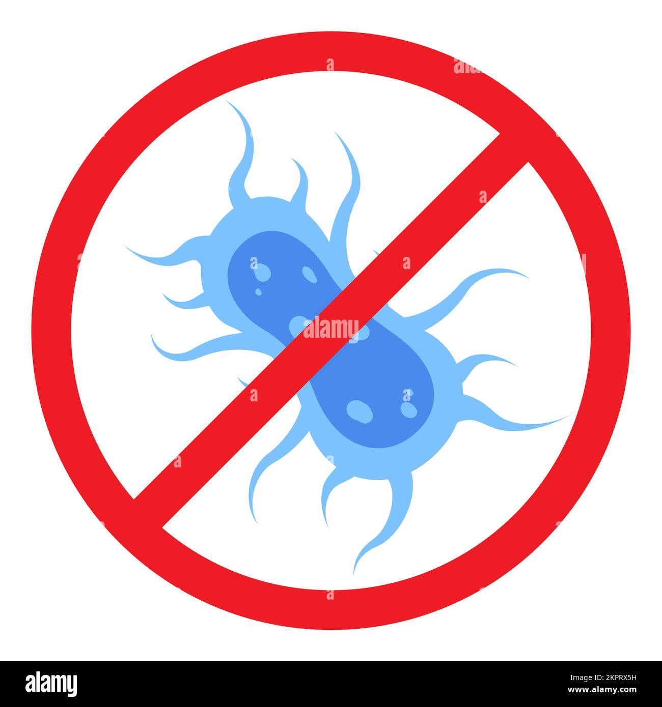 Antibacterial defence icon. Stop bacteria and viruses prohibition sign ...