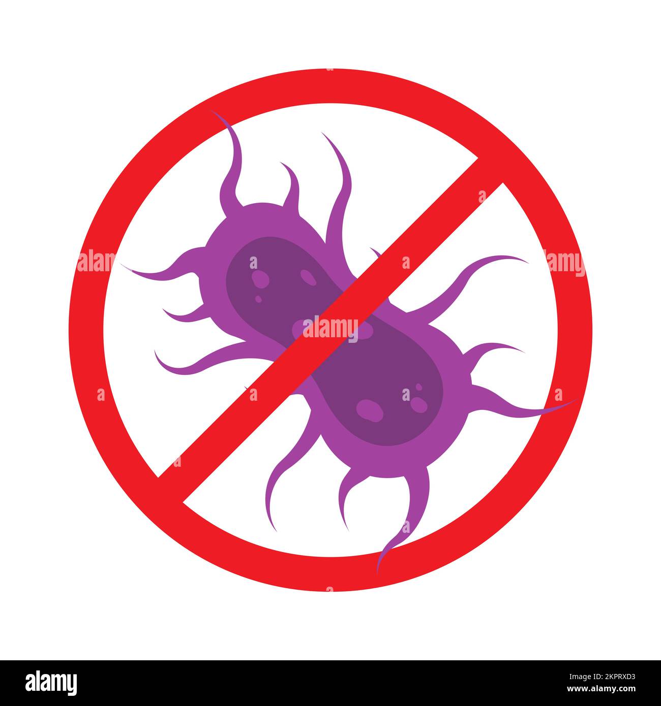 Antibacterial defence icon. Stop bacteria and viruses prohibition sign ...