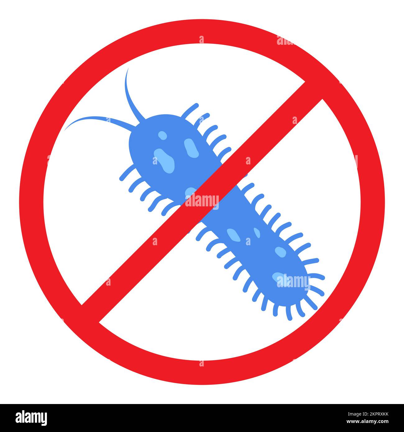 Antibacterial defence icon. Stop bacteria and viruses prohibition sign ...