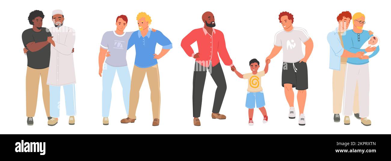 Gay couple set lgbt love character vector Stock Vector Image & Art - Alamy