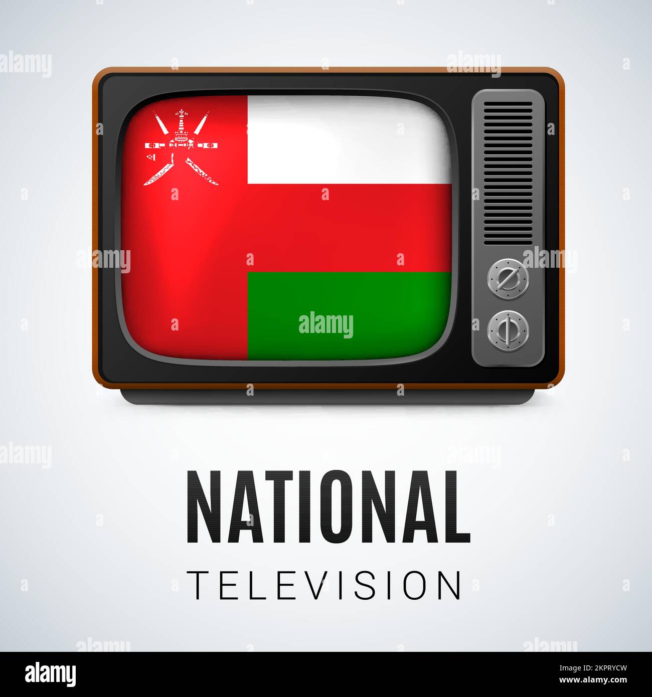 Vintage TV and Flag of Oman as Symbol National Television. Tele ...