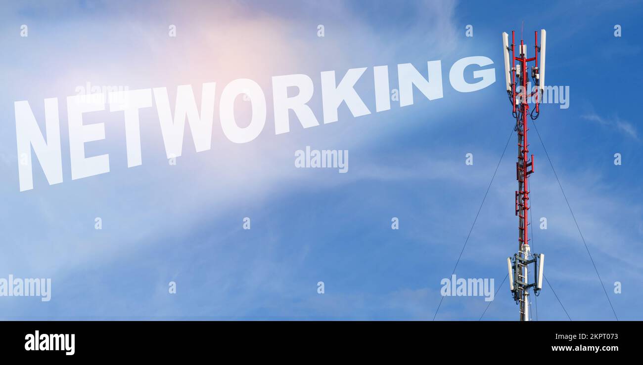 Communication and connection concept. Against the background of a blue ...