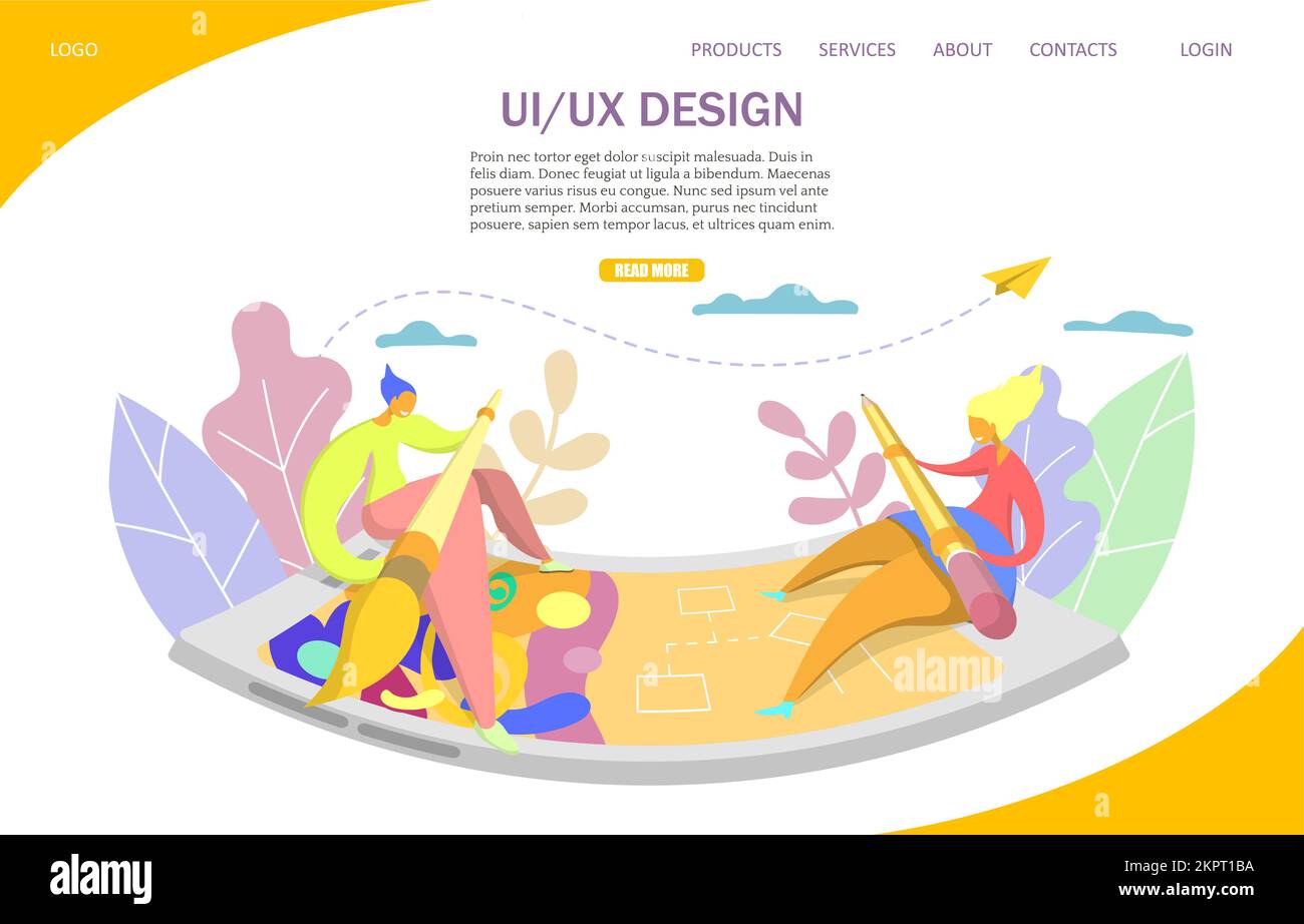 UI and UX design vector website template, web page and landing page ...