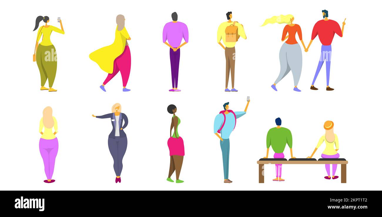 Museum and gallery visitors, guide cartoon characters. Vector flat ...