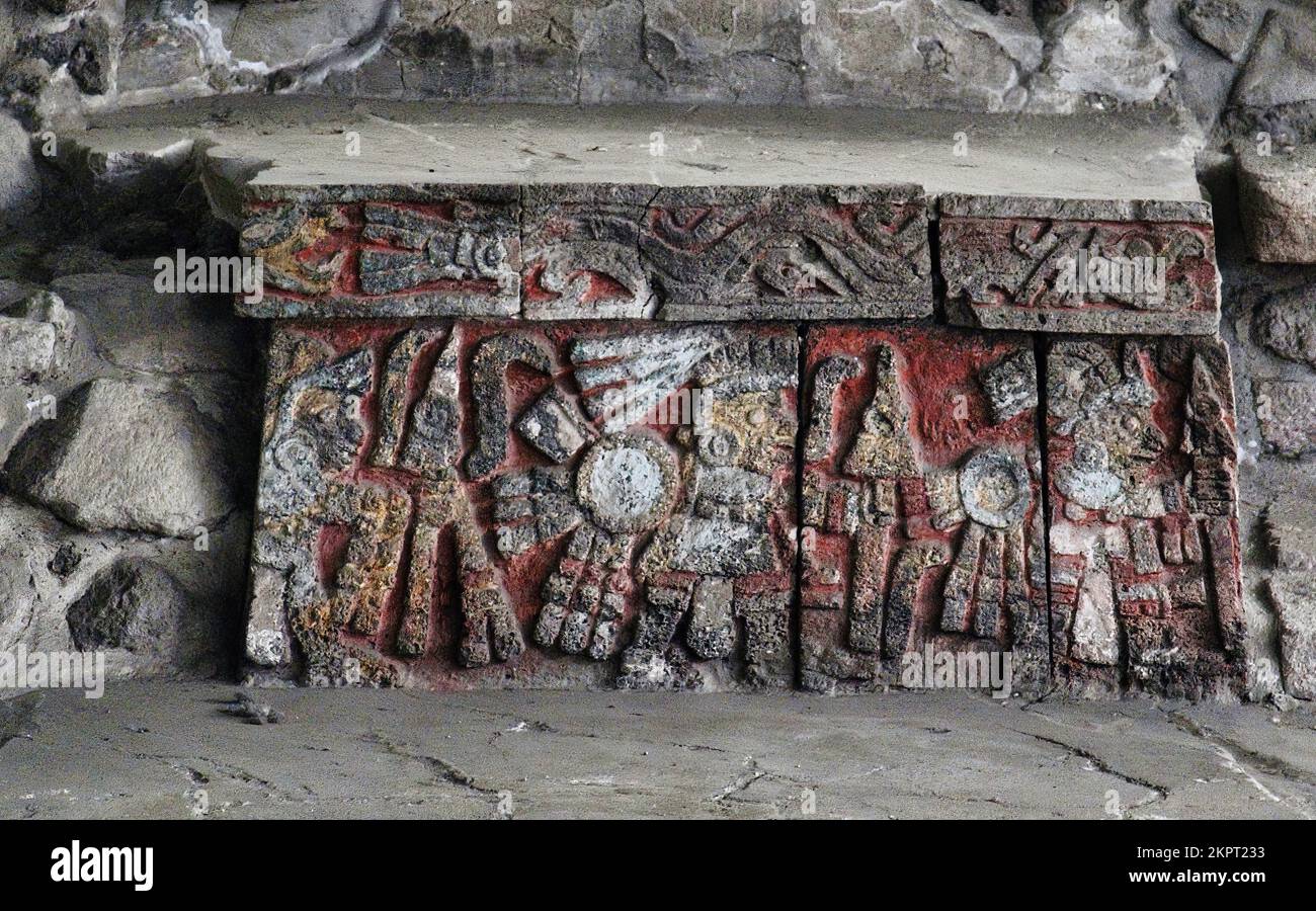 Mexico City (Mexico) The ruins of the Aztec house of the eagles near ...