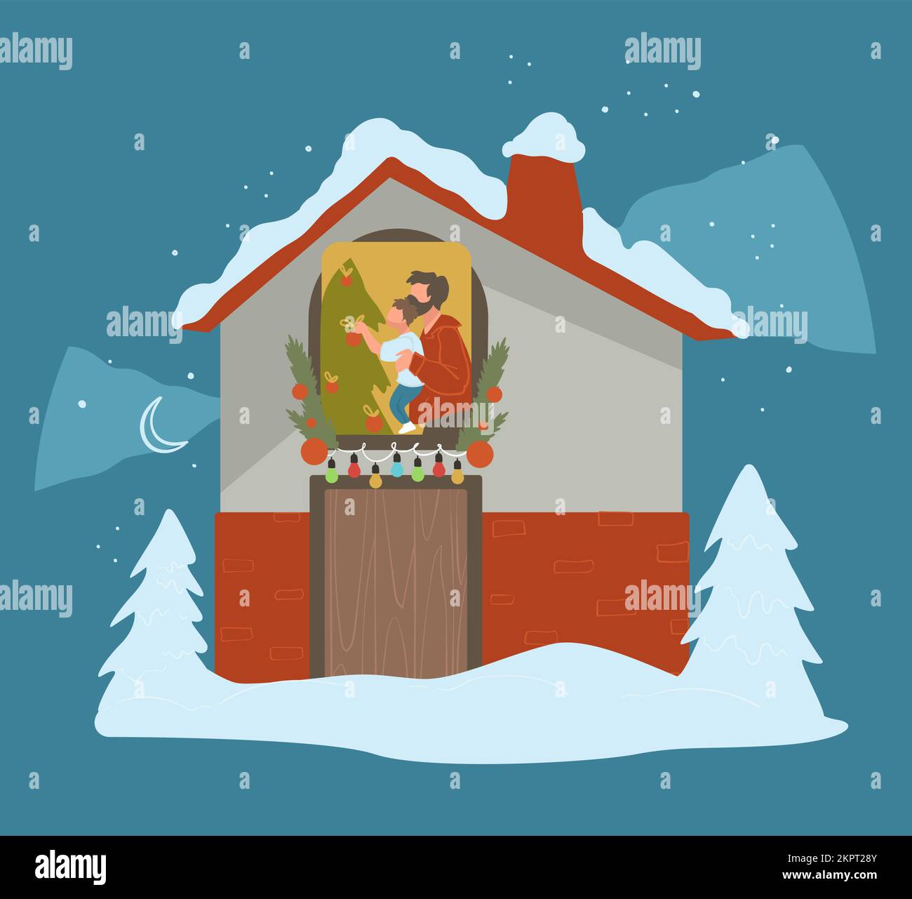 Rooftop building night Stock Vector Images - Alamy