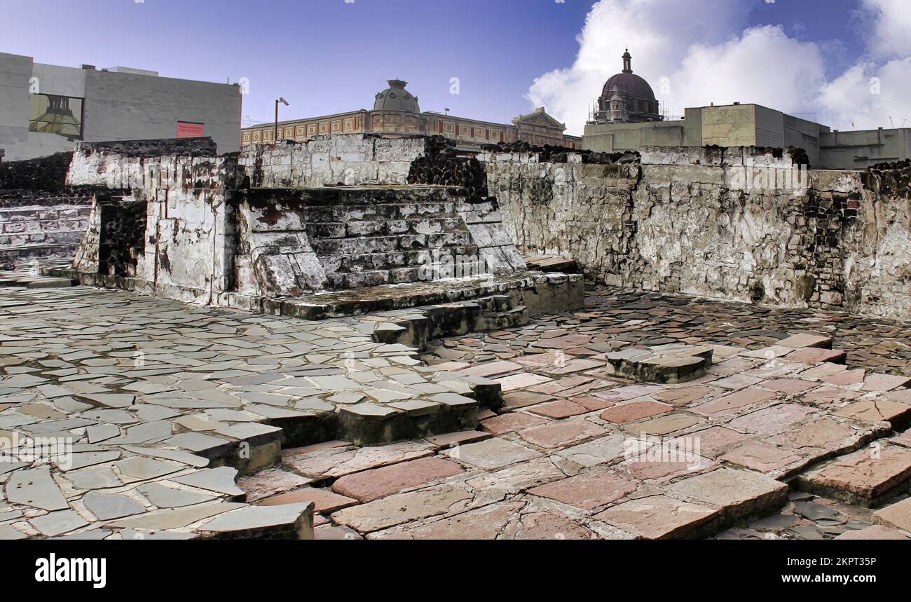 The ruins of the Great Pyramid (or Templo Mayor) the main temple of ...
