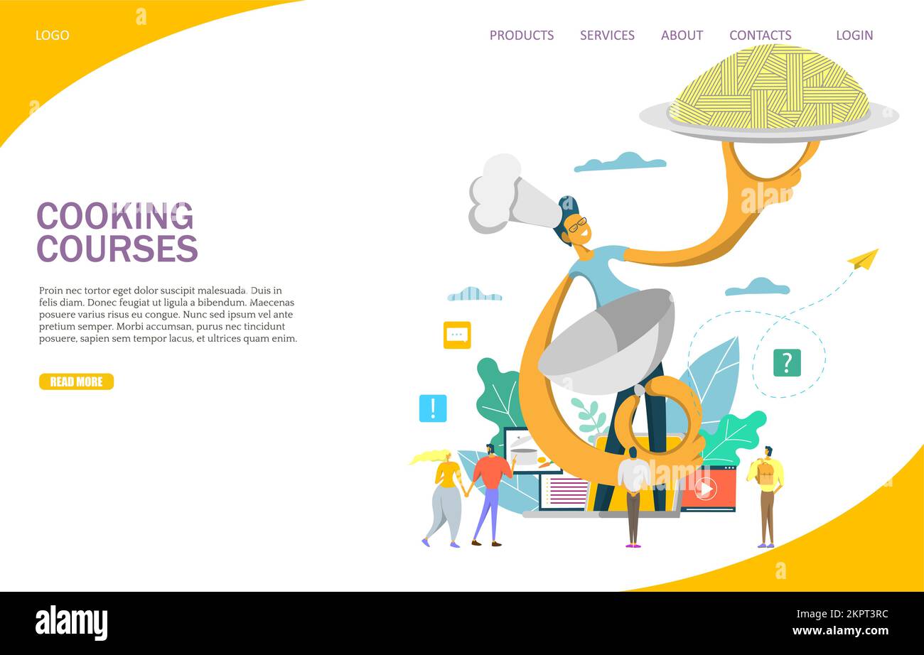 Cooking courses vector website template, web page and landing page ...
