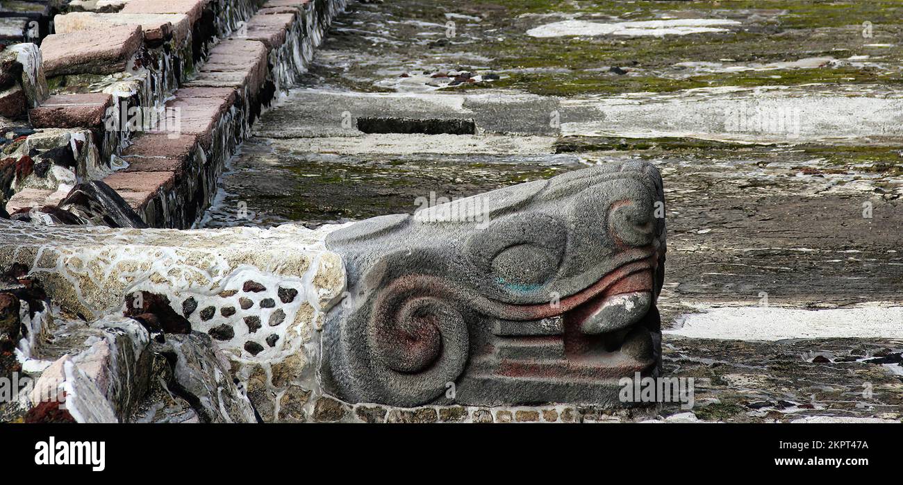 The ruins of the Great Pyramid (or Templo Mayor) the main temple of ...