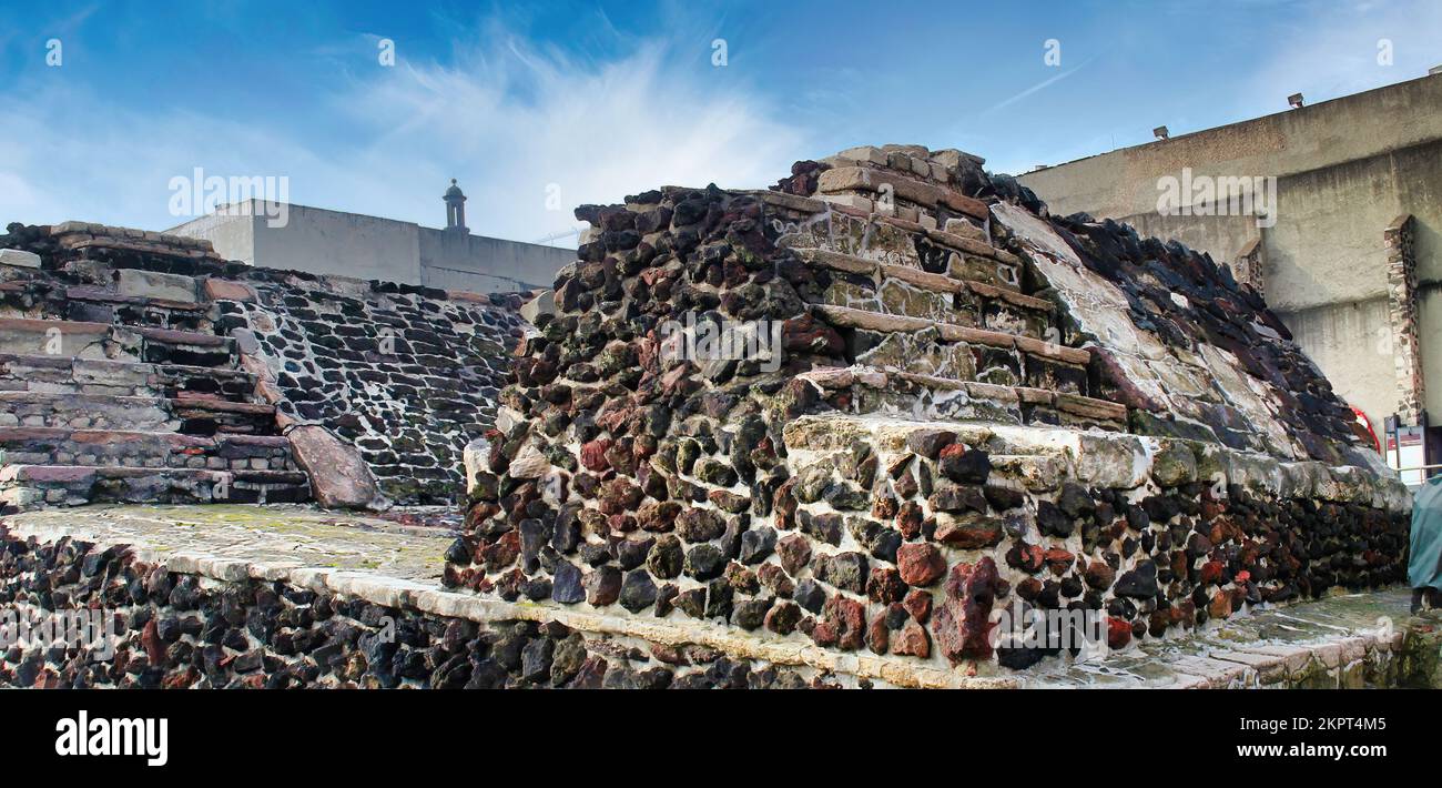 The ruins of the Great Pyramid (or Templo Mayor) the main temple of ...