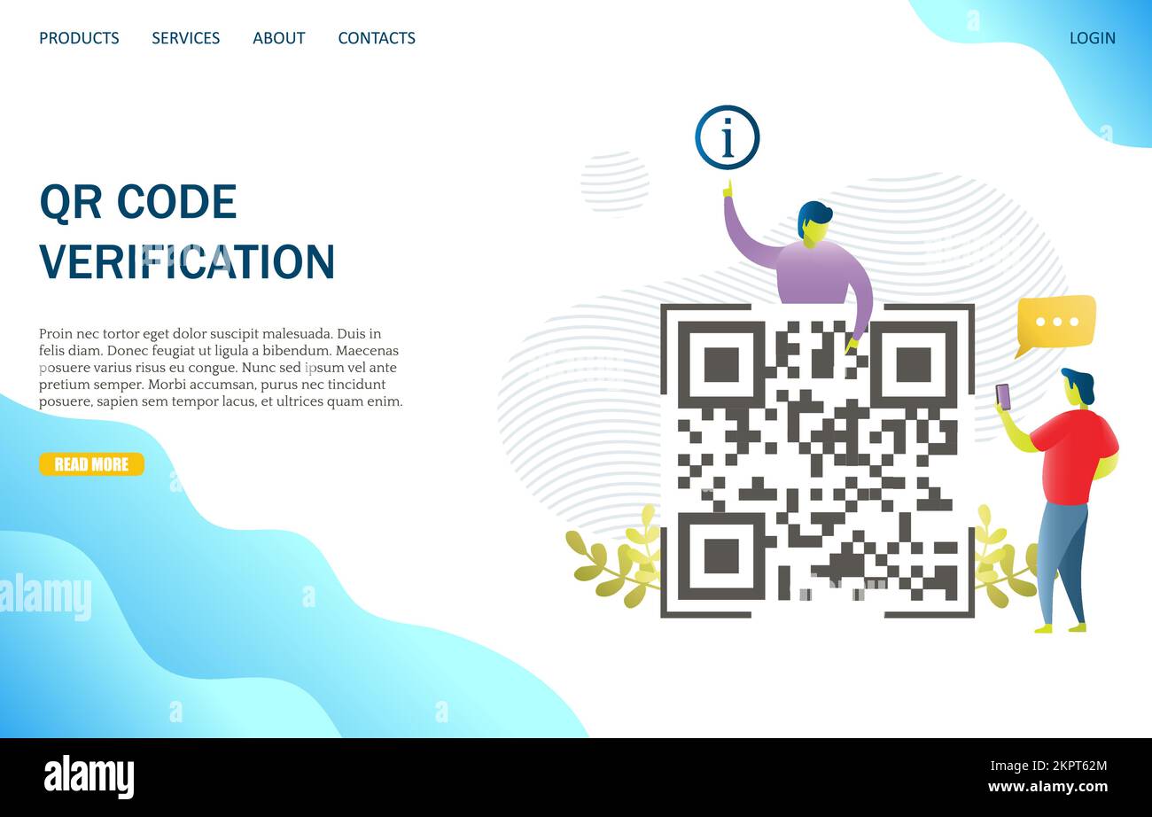QR code verification vector website template, web page and landing page ...