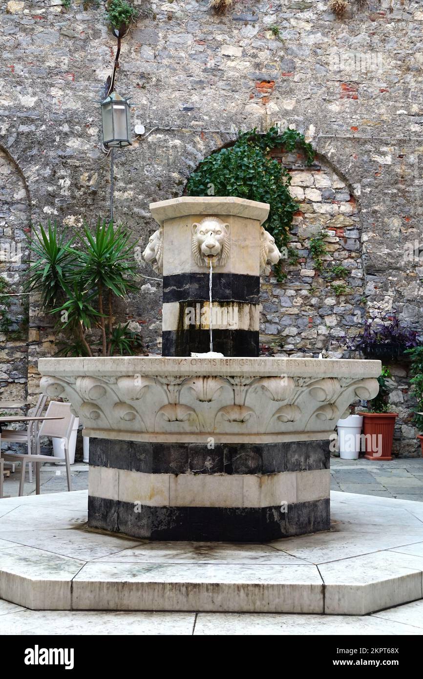 lion fountain, Doria Castle, Porto Venere, Cinque Terre, Liguria, Italy ...