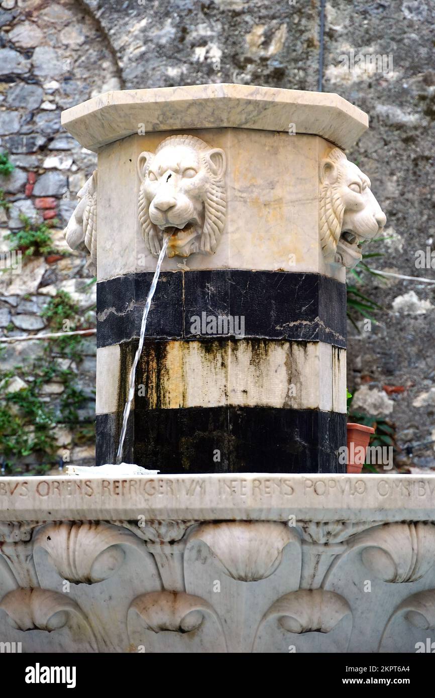 lion fountain, Doria Castle, Porto Venere, Cinque Terre, Liguria, Italy ...