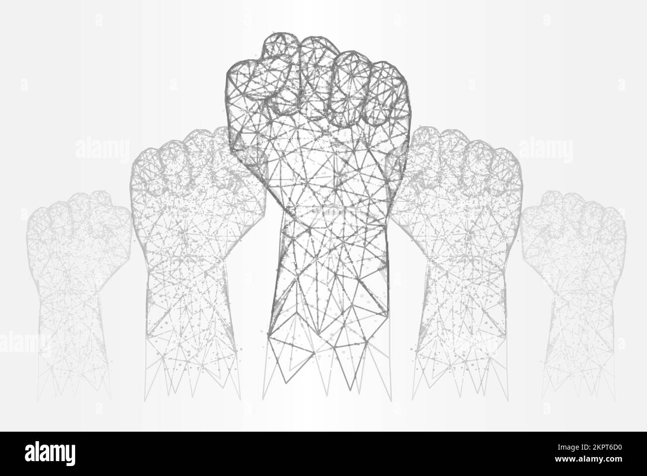 Raised hands low poly wireframe mesh made of points, lines and shapes ...