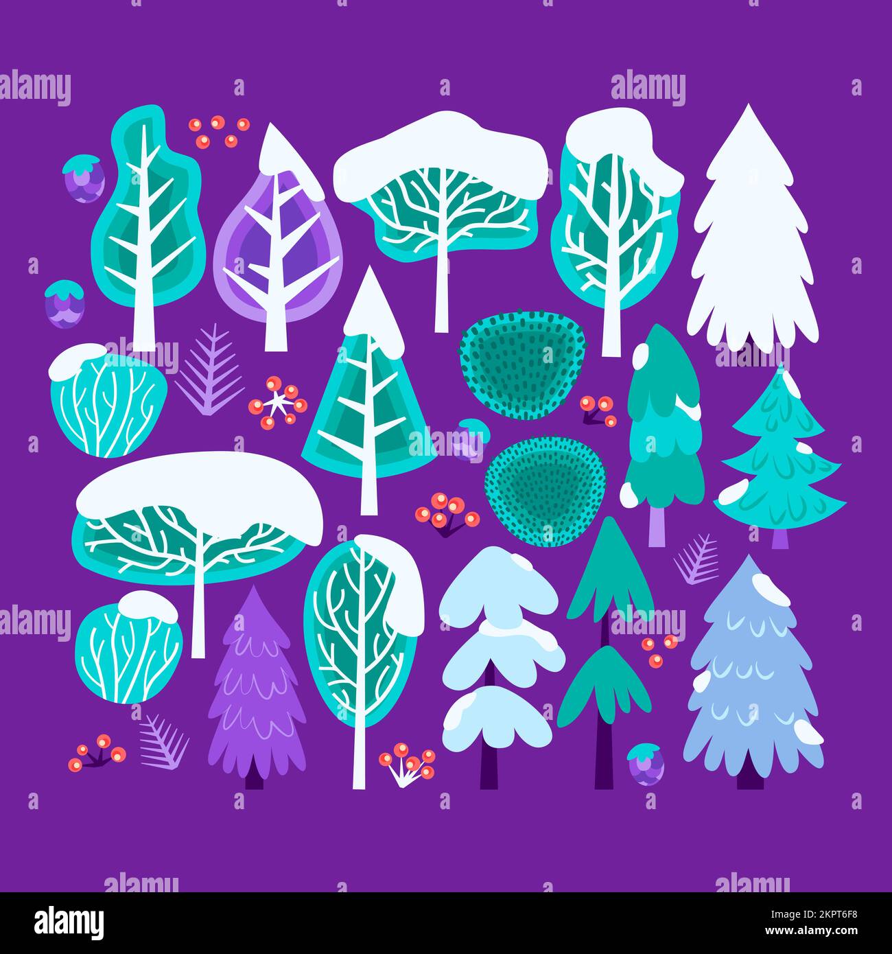 Winter spruce forest Stock Vector Images - Alamy