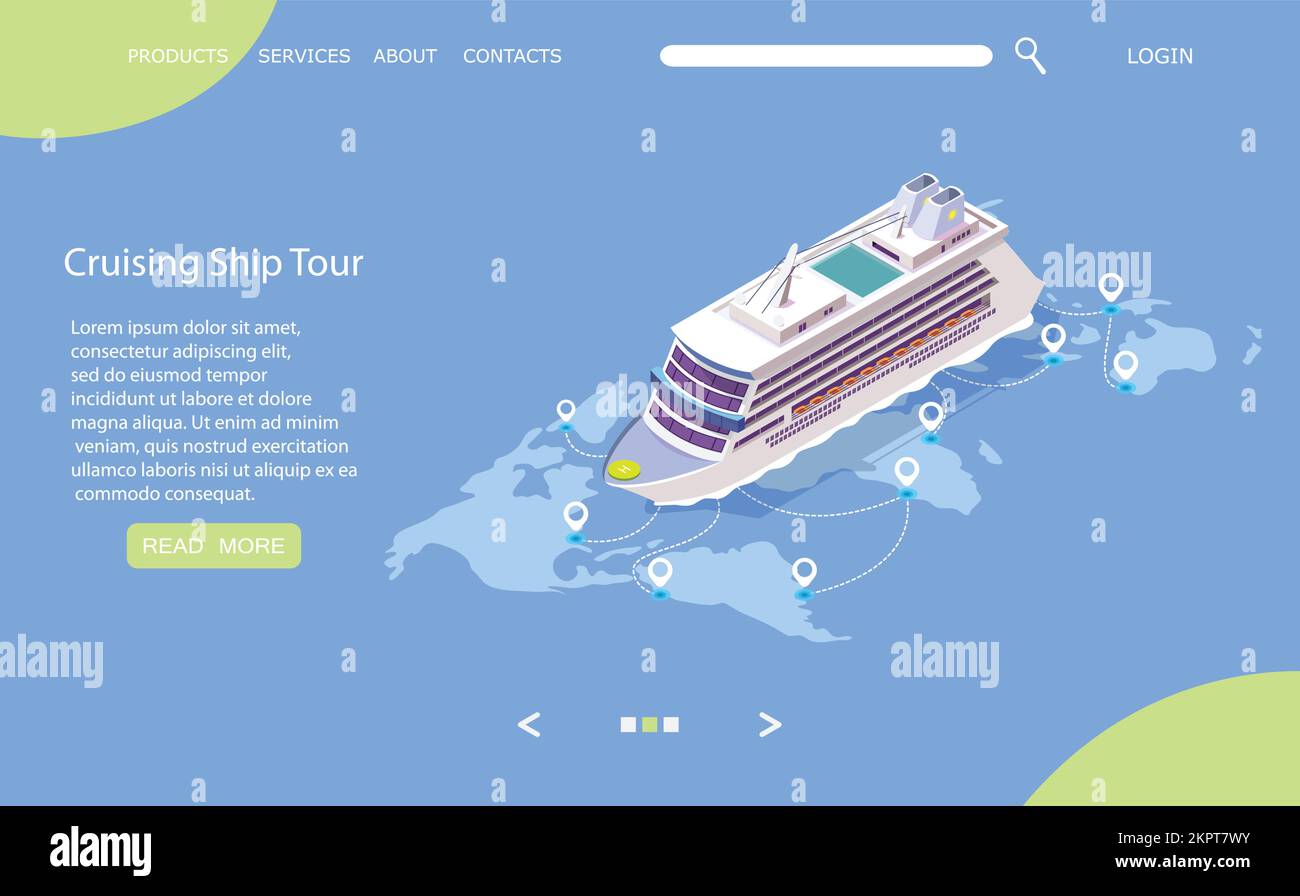 Cruise ship tour vector website template, web page and landing page ...