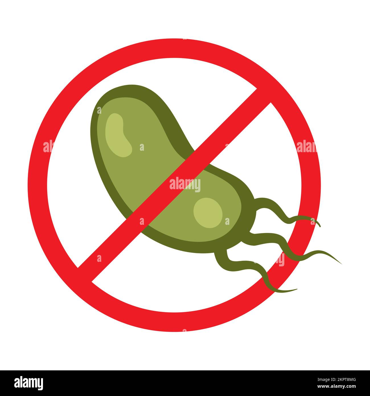 Antibacterial defence icon. Stop bacteria and viruses prohibition sign ...