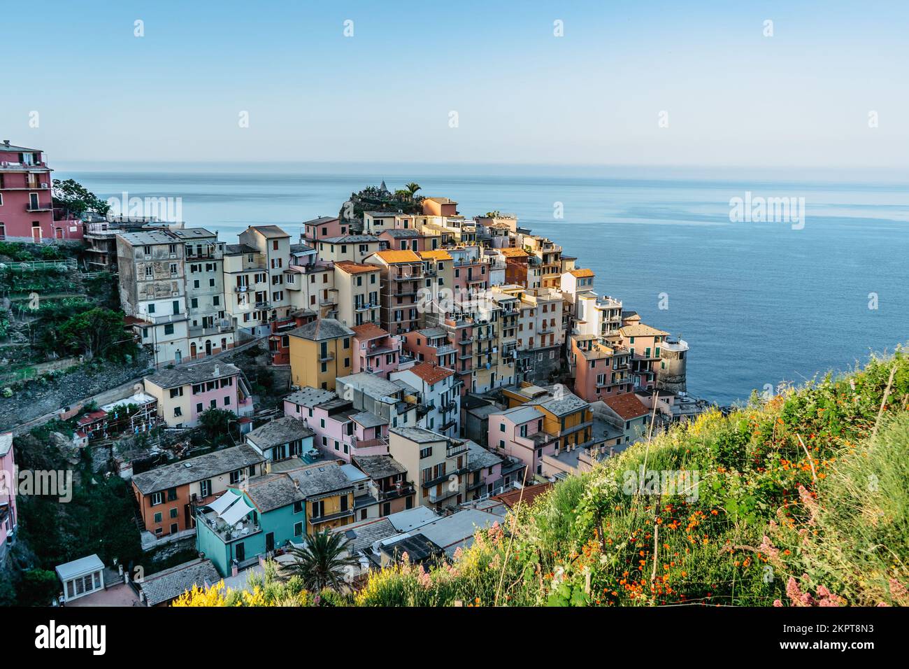 Aerial view of Manarola,Cinque Terre,Italy.UNESCO Heritage Site ...