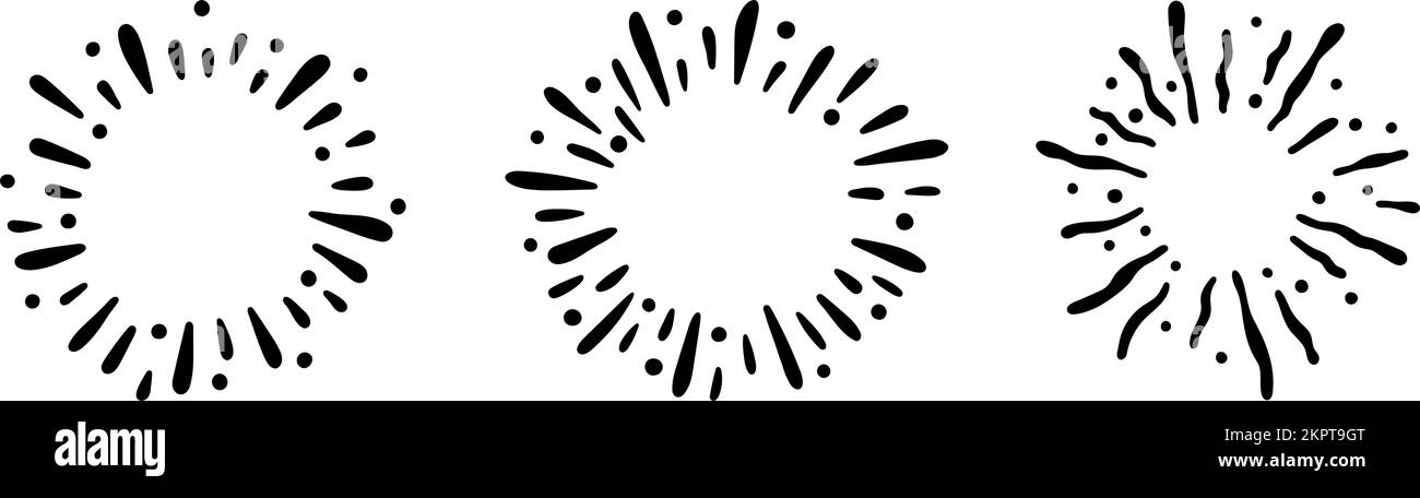 Hand drawn firework. Star burst. Sunburst doodle icon. Hand drawn ...