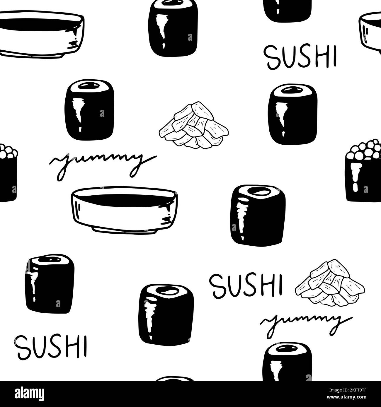 Sushi isolated icons in seamless pattern, vector illustration. Wrapping ...