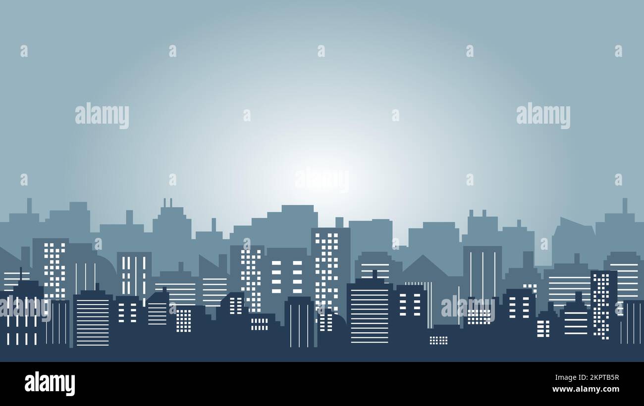 City silhouette tall buildings with night sky. City vector collection ...