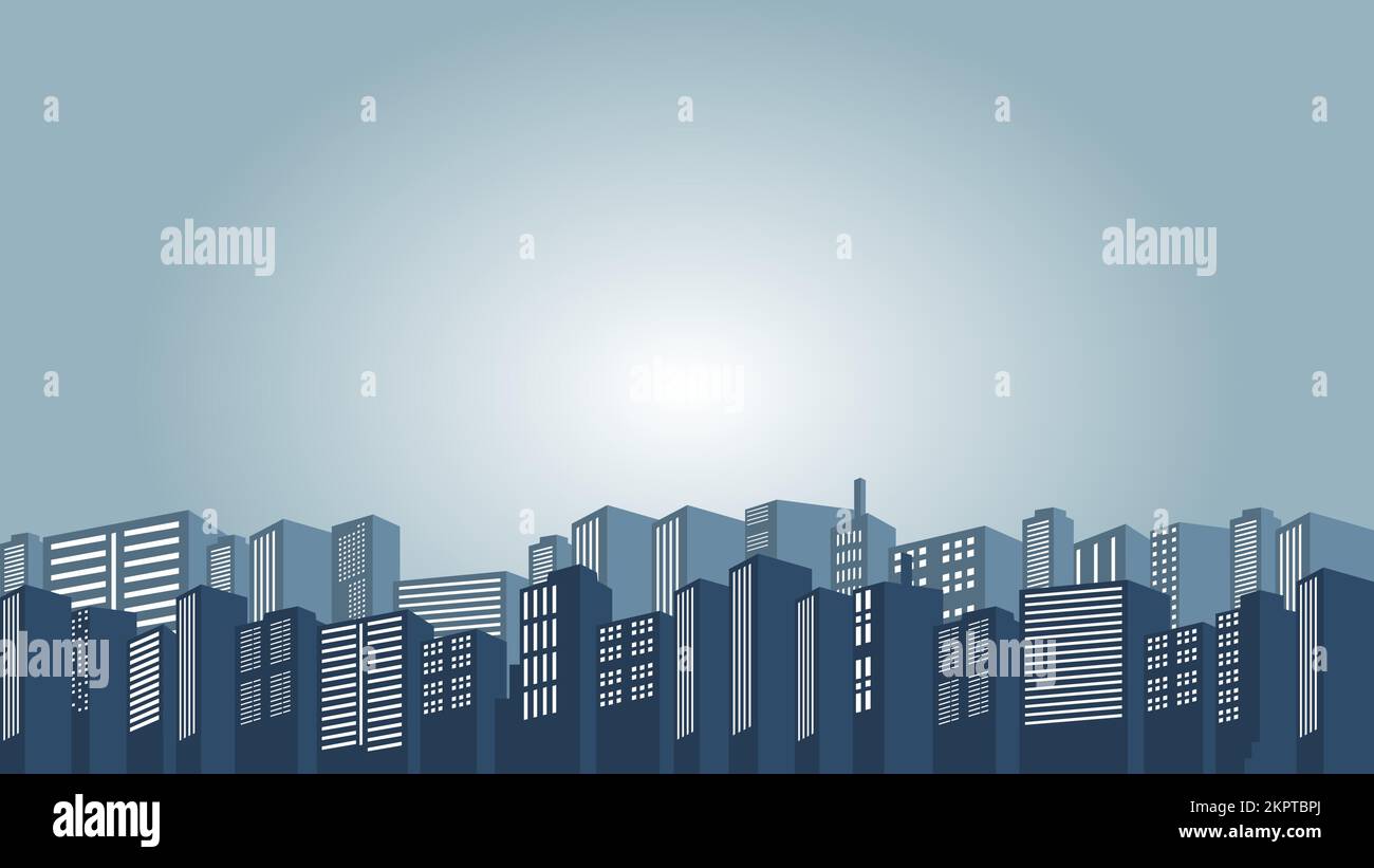 City building modern skyscrapers with beautiful night sky. City vector ...