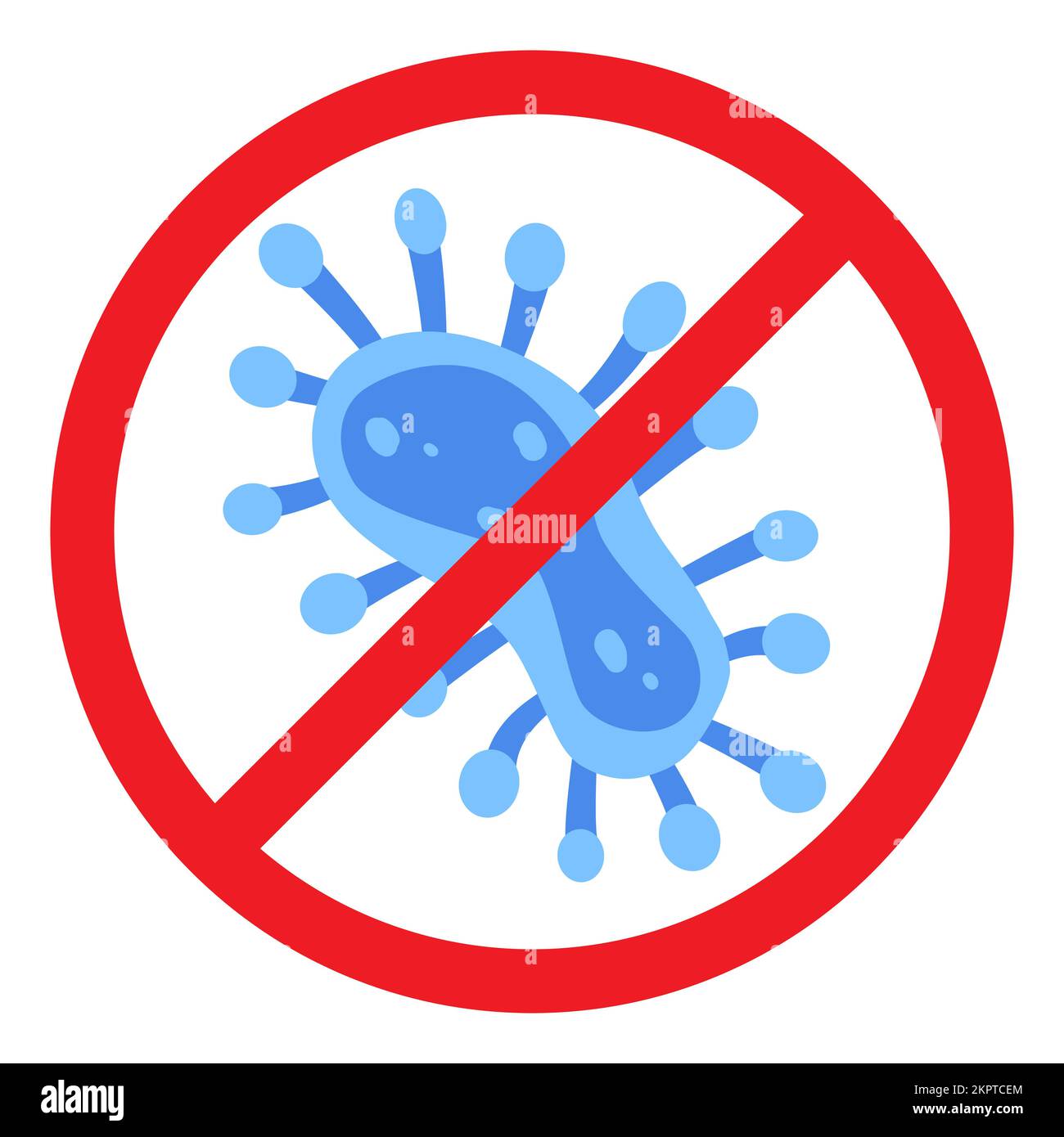 Antibacterial defence icon. Stop bacteria and viruses prohibition sign ...