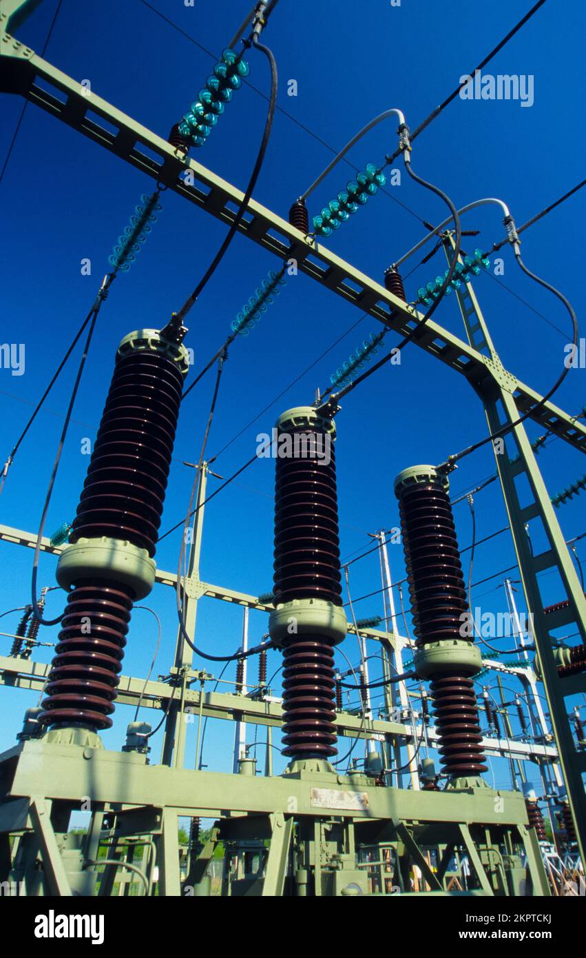 France, Moselle (57), Saint Avold, high-voltage substation of the RTE ...