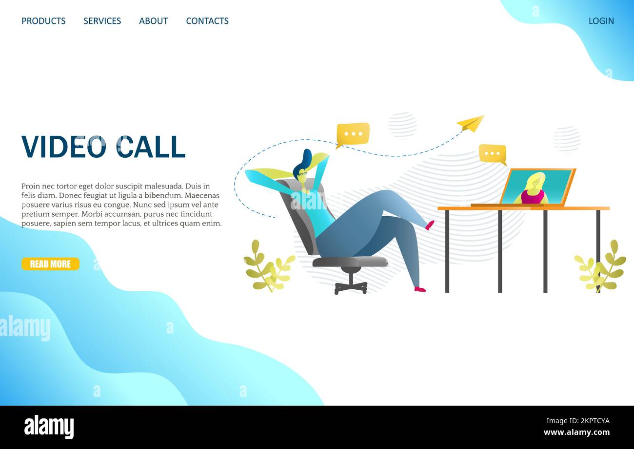 Video call vector website landing page design template Stock Vector ...