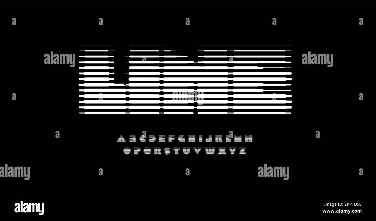 3d linear halftone alphabet, digital equalizer font for logo, headline ...