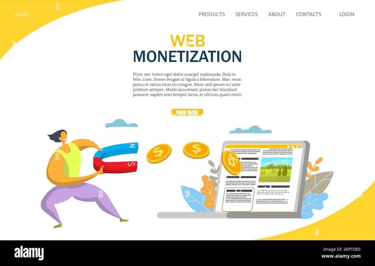 Web Monetization Vector Website Landing Page Design Template Stock Vector Image And Art Alamy