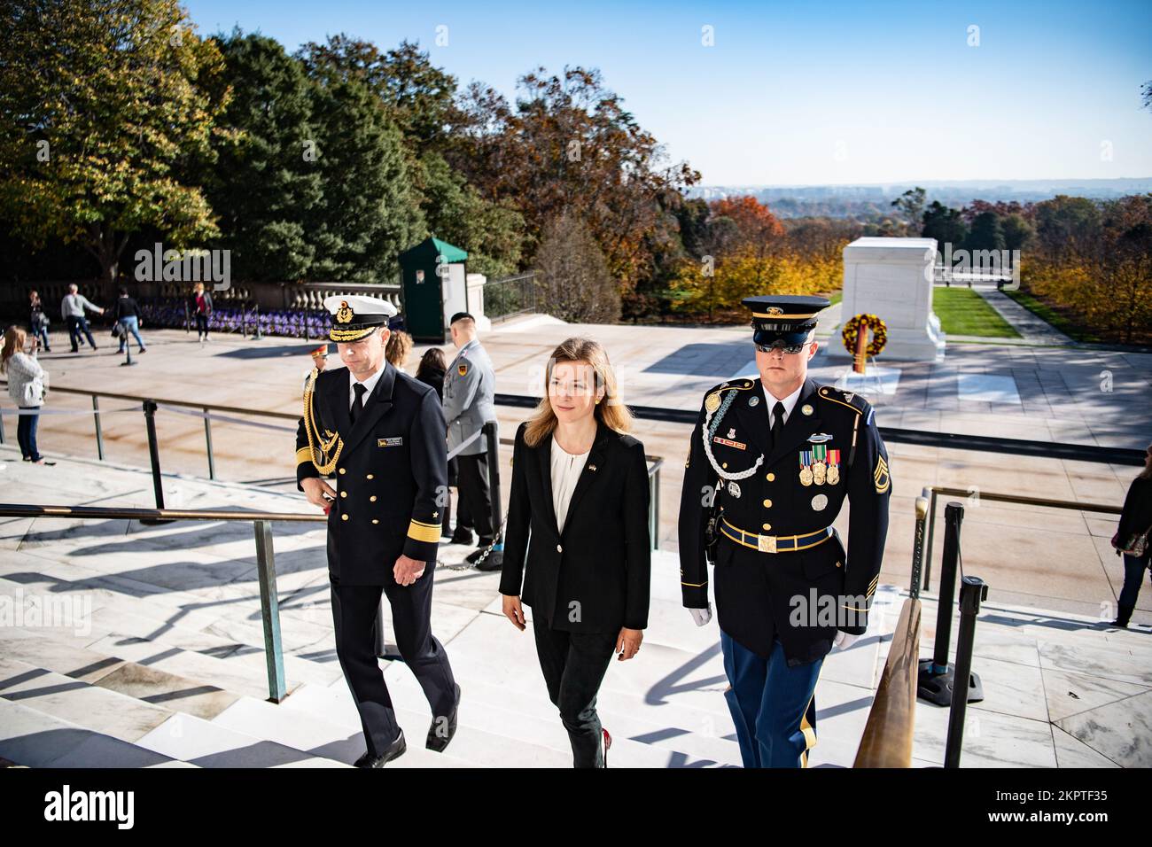 German Deputy Defense Minister Siemtje Möller (center) and German Navy ...
