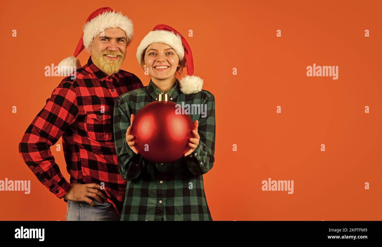 Entertainment ideas for adults. Santa team. Loving couple orange ...