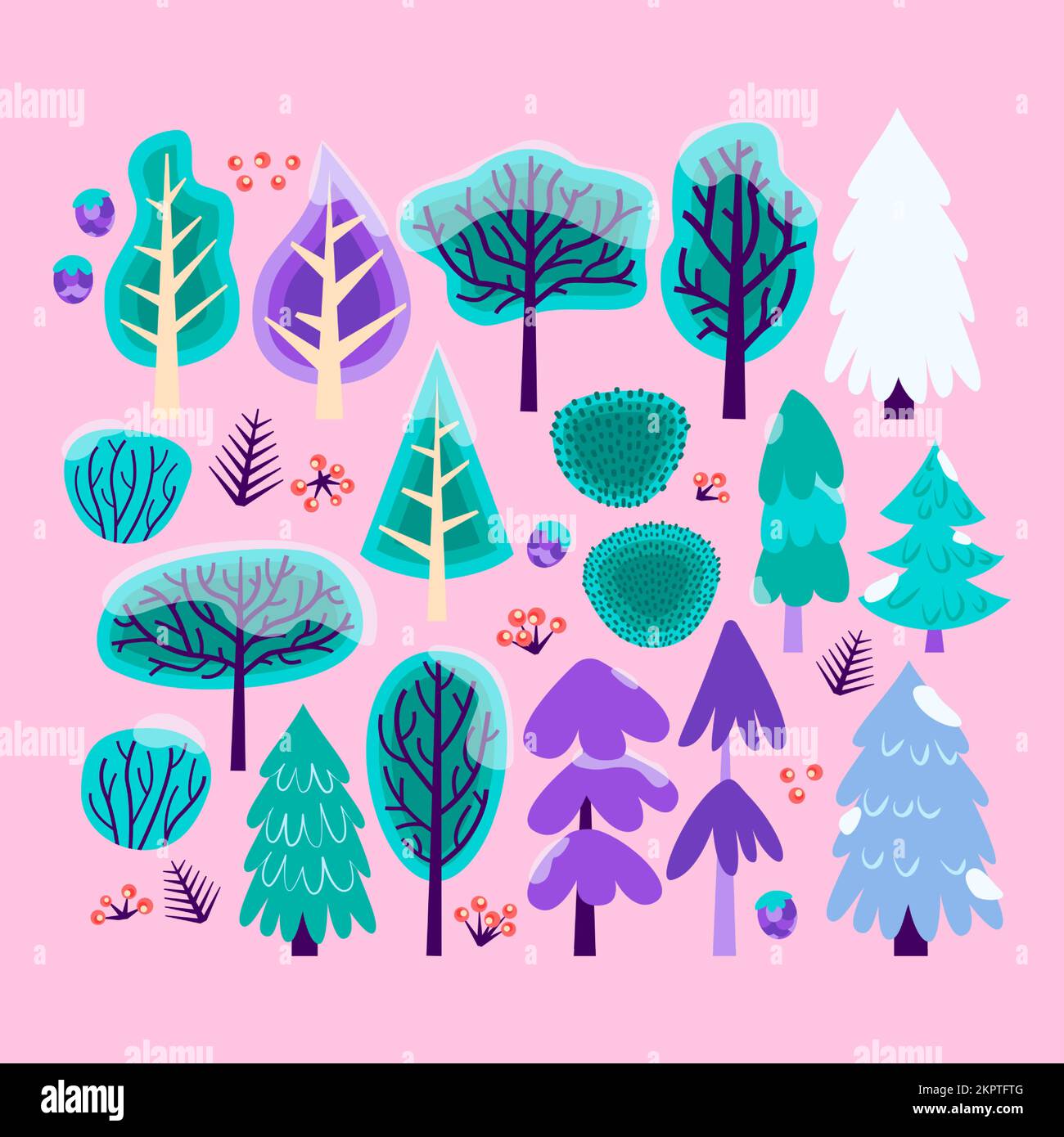 Winter spruce forest Stock Vector Images - Alamy