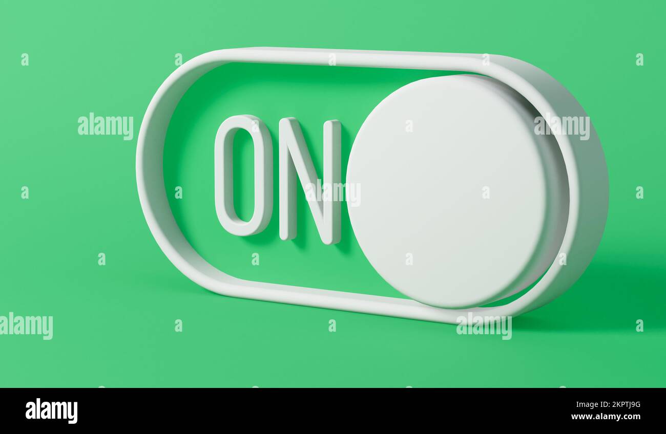 on off toggle switch turned on. Business startup concept. 3D Rendering ...