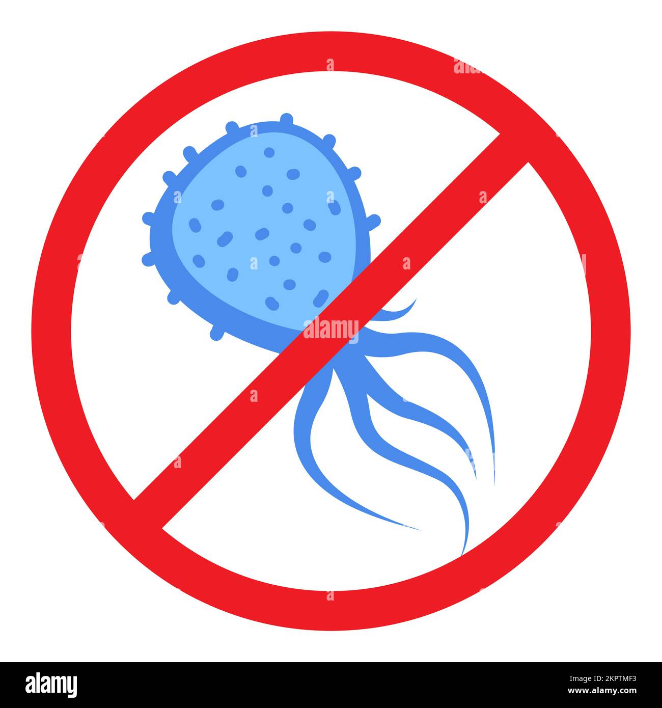 Antibacterial defence icon. Stop bacteria and viruses prohibition sign ...