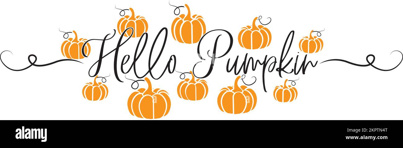 Hello Pumpkin, vector. Autumn wording design with pumpkin illustration ...