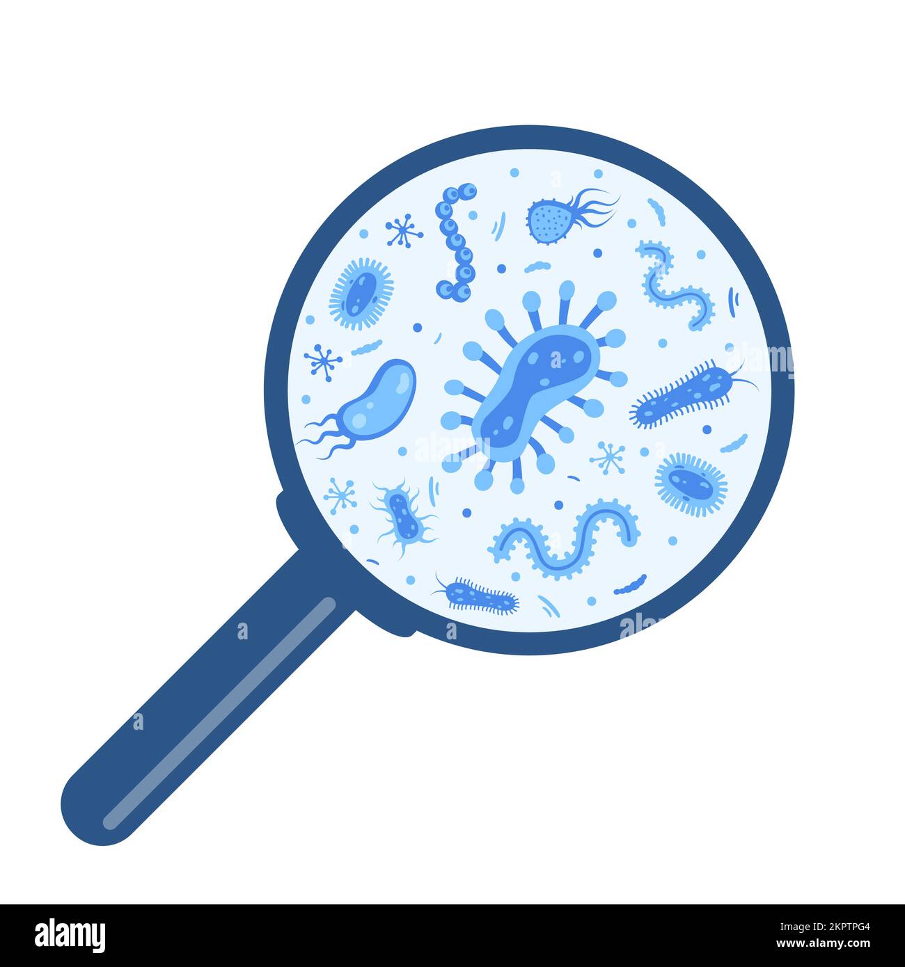 Different bacteria, pathogenic microorganisms under a magnifying glass ...
