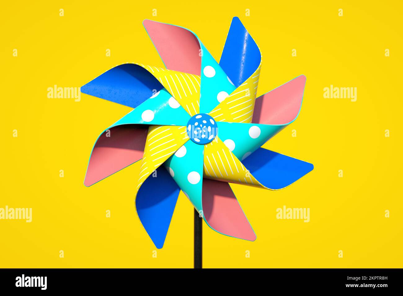colorful pinwheel over yellow background, 3d render Stock Photo - Alamy
