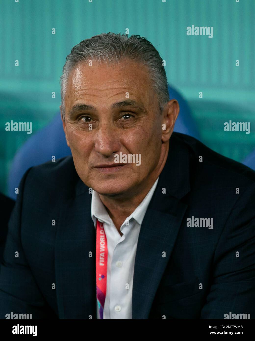DOHA, QATAR - NOVEMBER 28: Head Coach of Brazil Tite looks on during ...