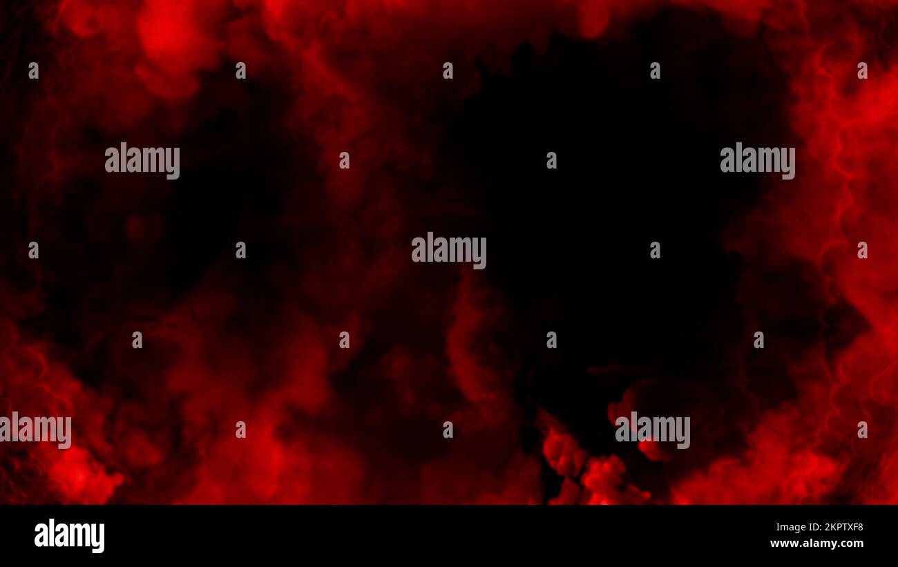 Dark red smoke or clouds screen frame backdrop - abstract 3D rendering ...