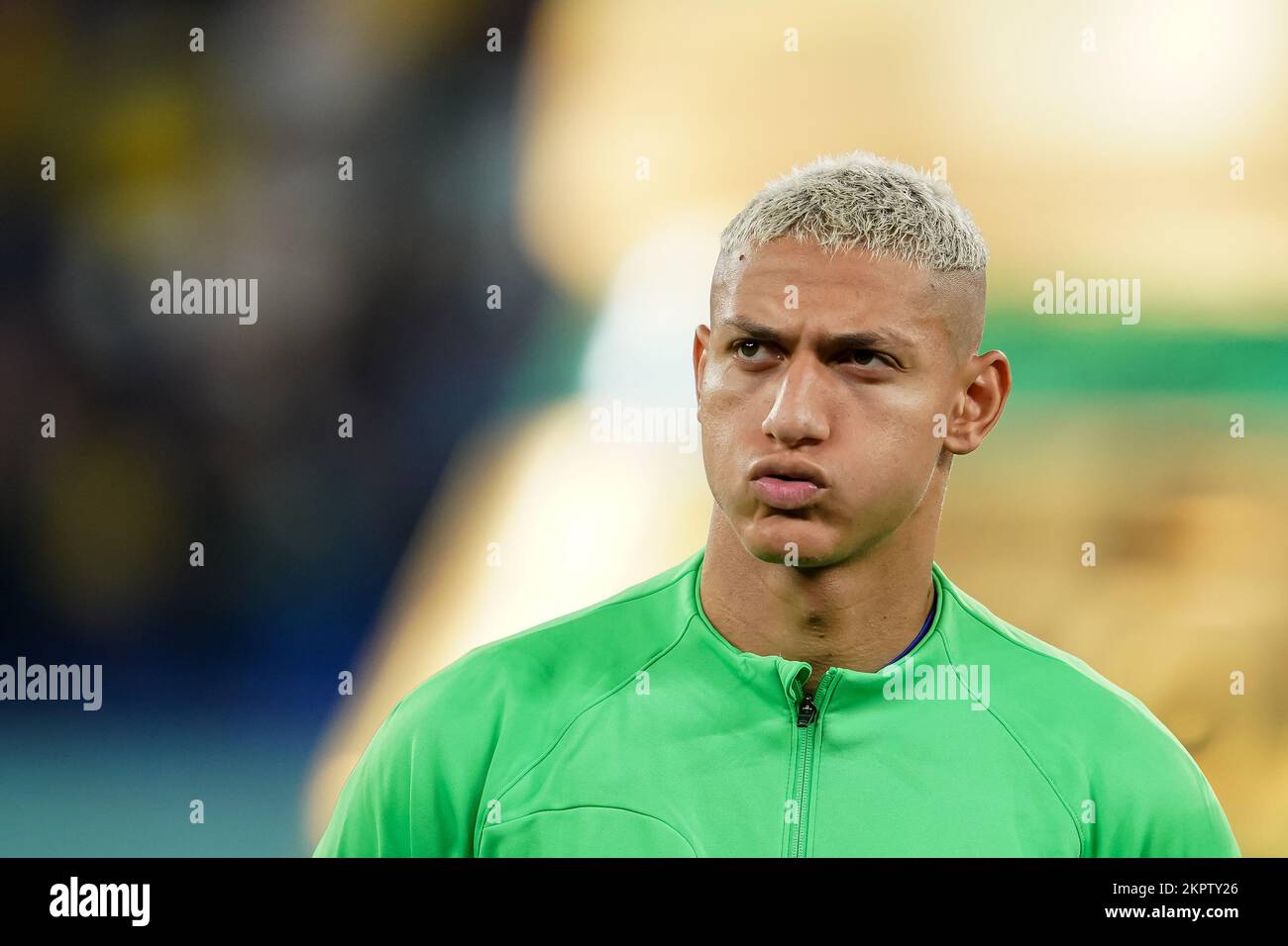 DOHA, QATAR - NOVEMBER 28: Player of Brazil Richarlison sings the ...