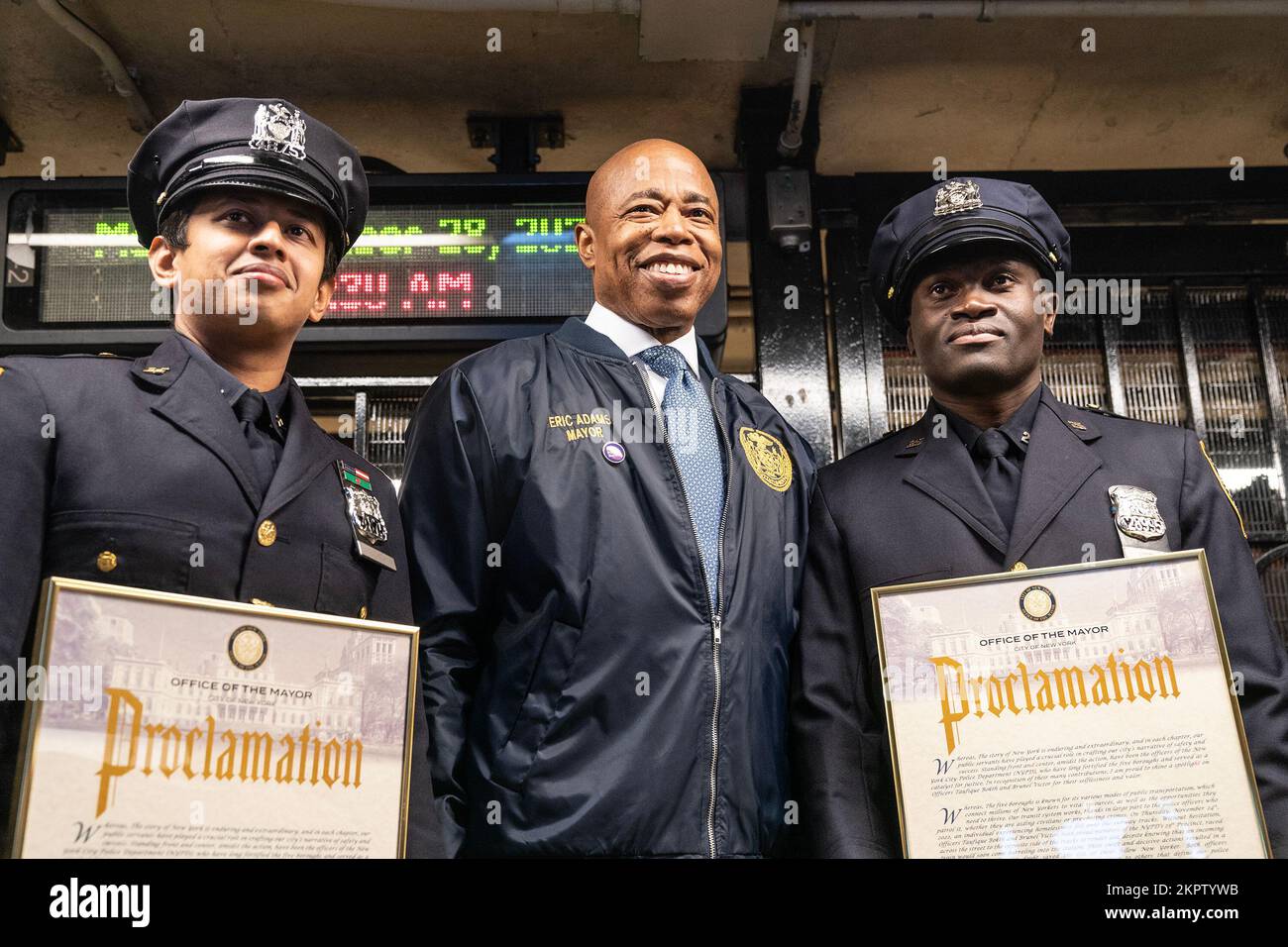 PO Taufique Bokth, Mayor Eric Adams, PO Brunel Victor pose after ...