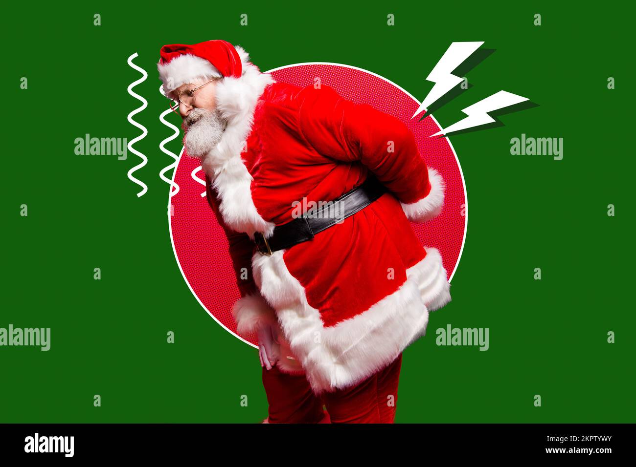 Creative photo 3d collage postcard poster brochure picture of old santa ...