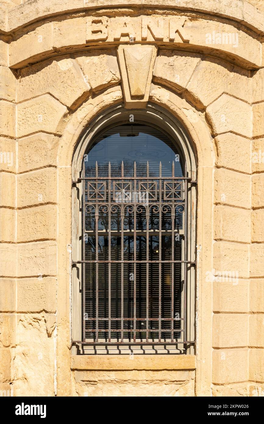 Old bank building details in the morning sun. Madison, Wisconsin Stock ...