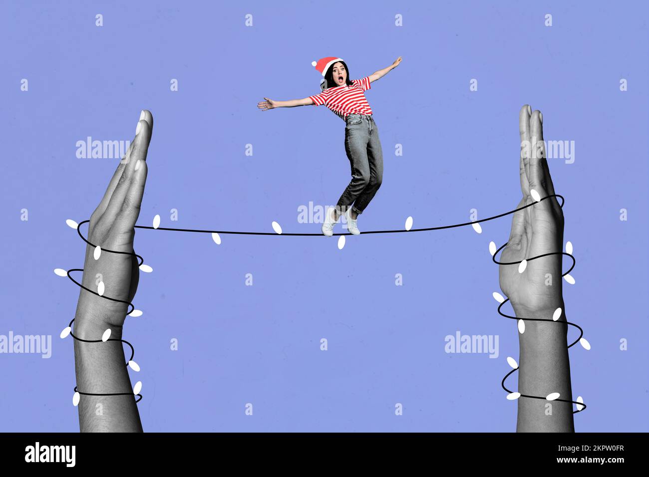 Creative photo 3d collage postcard poster brochure of young funny girl ...