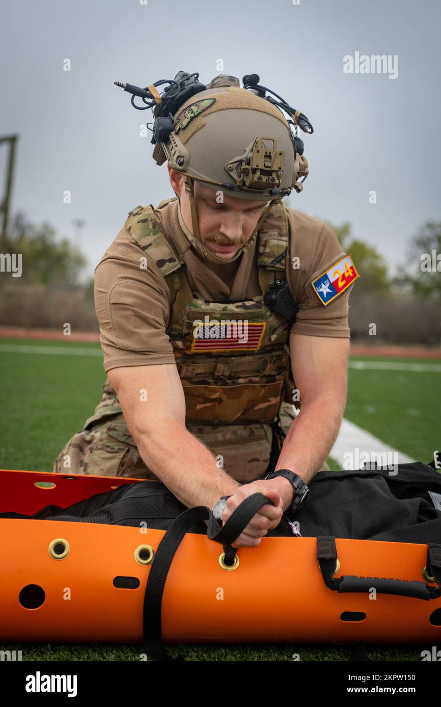 A Tactical Air Control Party Airman executes a casualty evacuation ...